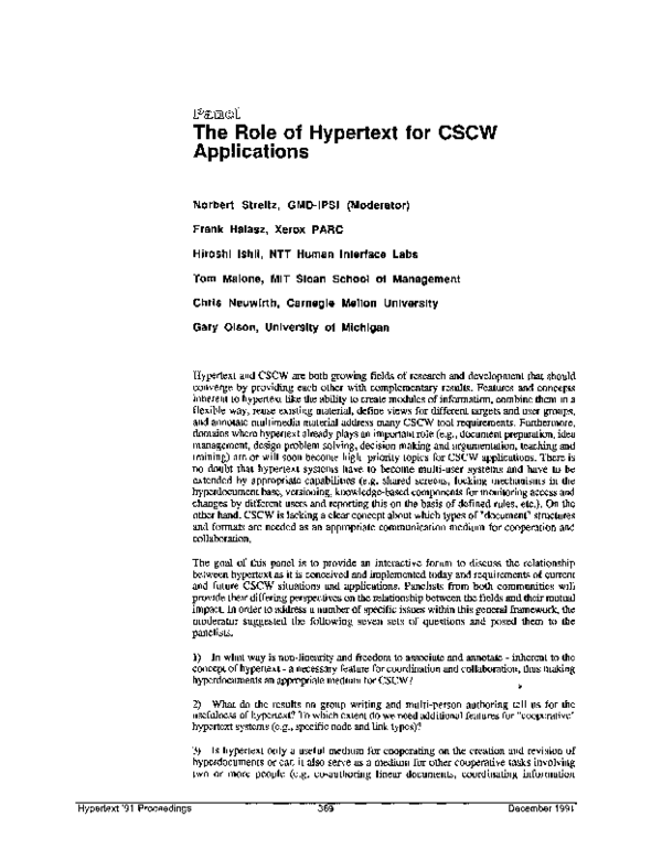 (PDF) The role of hypertext for CSCW applications