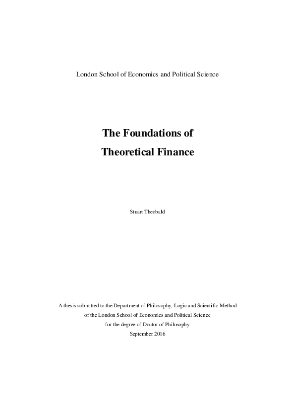 (PDF) The foundations of theoretical finance
