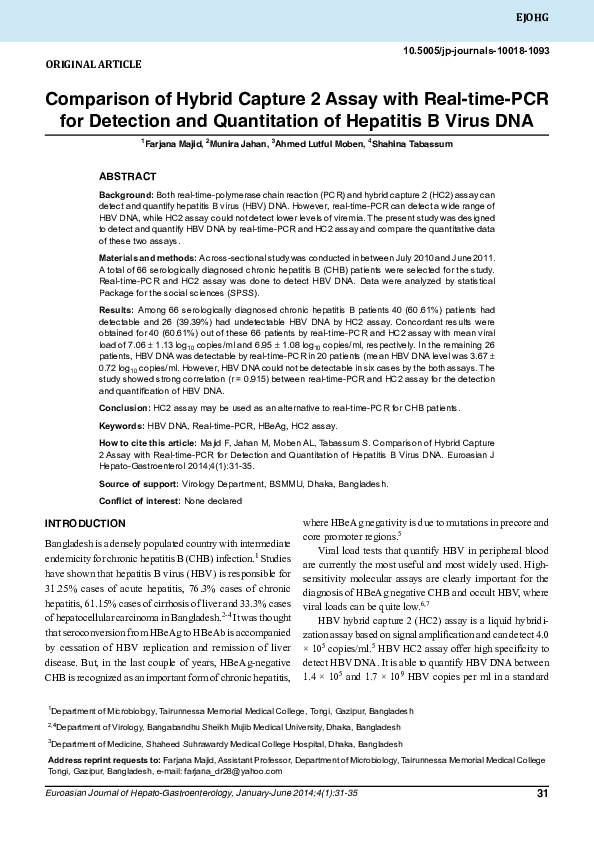 (PDF) Comparison of Hybrid Capture 2 Assay with Real-time-PCR for Detection and Quantitation of ...