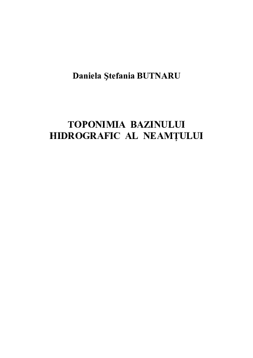 (PDF) Toponimia din bazinul hidrografic al Neamțului