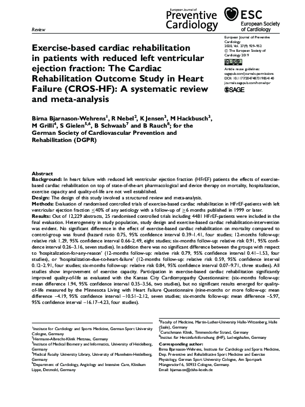 (PDF) Exercise-based cardiac rehabilitation in patients with reduced left ventricular ejection ...