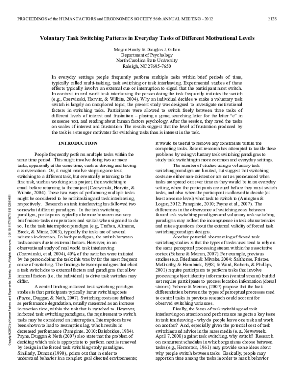 (PDF) Voluntary Task Switching Patterns in Everyday Tasks of Different ...