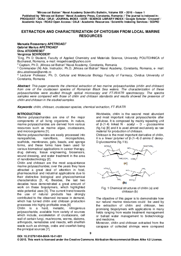 (PDF) Extraction and Characterization of Chitosan from Local Marine Resources