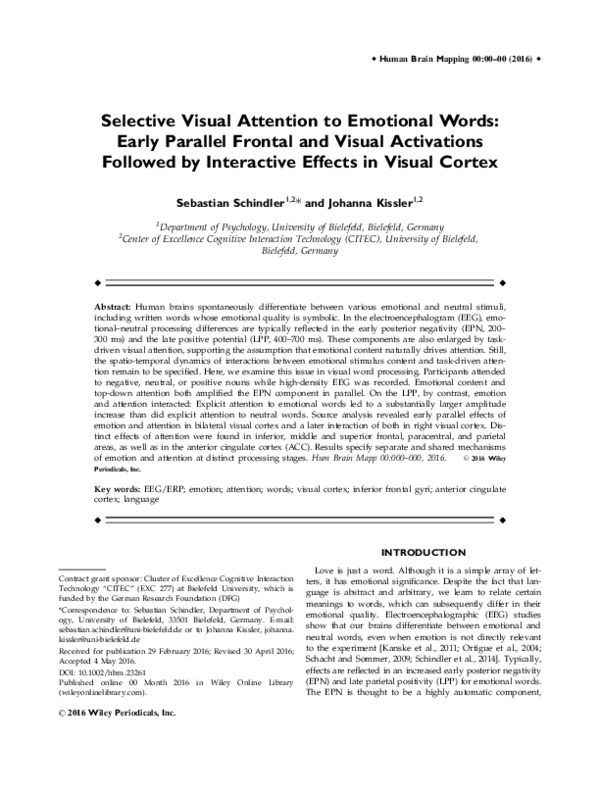 (PDF) Selective Visual Attention to Emotional Words