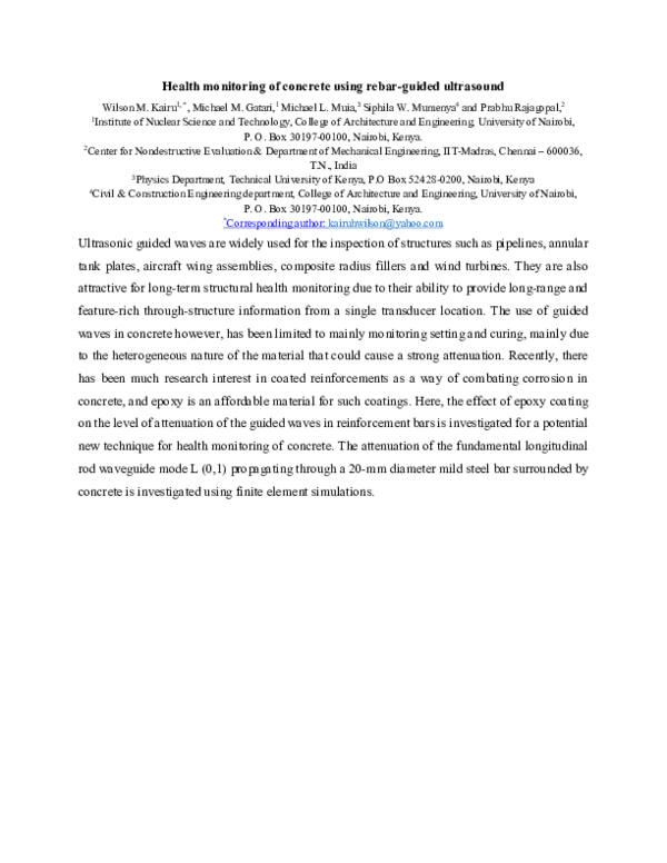 (PDF) Health monitoring of concrete using rebar-guided ultrasound