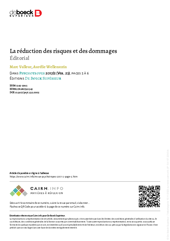 (PDF) La réduction des risques et des dommages