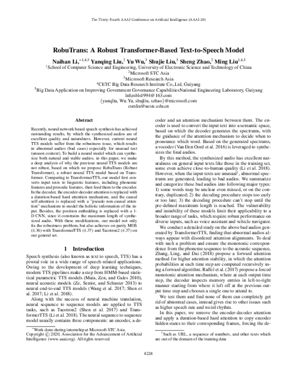 (PDF) RobuTrans: A Robust Transformer-Based Text-to-Speech Model