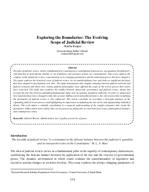 (PDF) Exploring the Boundaries: The Evolving Scope of Judicial Review