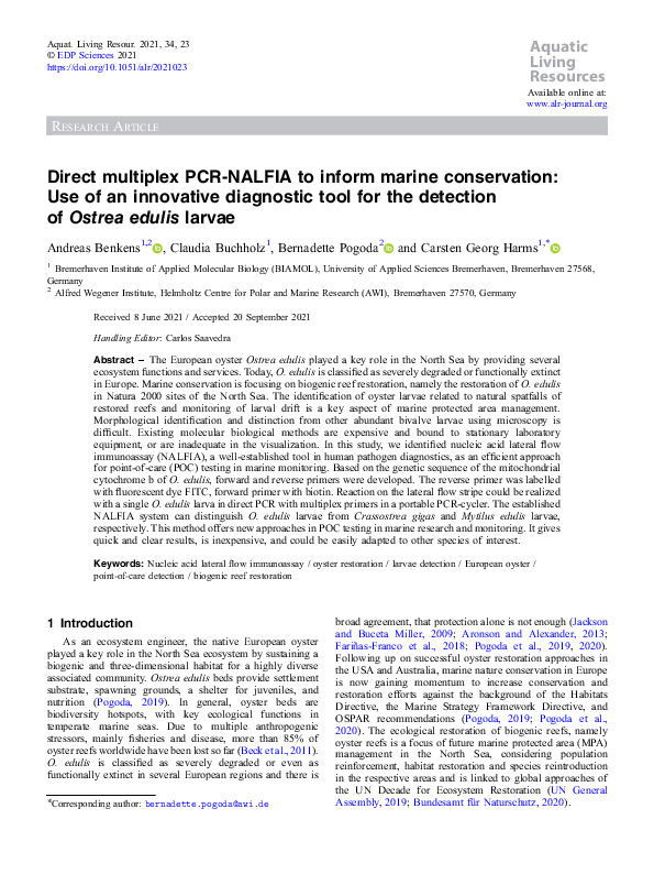 (PDF) Direct multiplex PCR-NALFIA to inform marine conservation: Use of ...