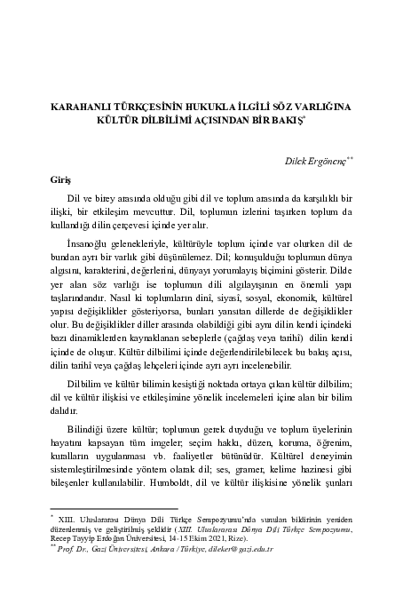 (PDF) KARAHANLI TÜRKÇESİNİN HUKUKLA İLGİLİ SÖZ VARLIĞINA KÜLTÜR ...