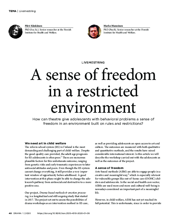 (PDF) A sense of freedom in a restricted environment