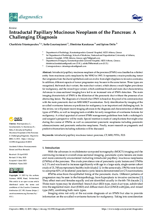 (PDF) Intraductal Papillary Mucinous Neoplasm of the Pancreas: A ...