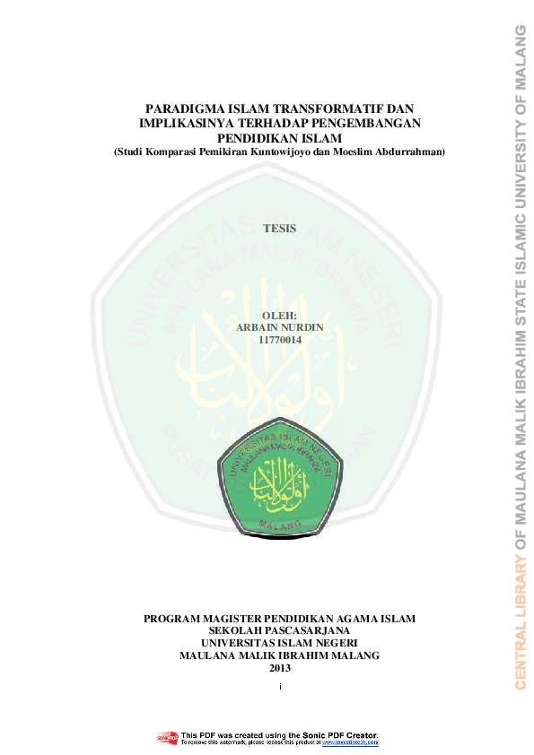 (PDF) Paradigma Islam transformatif dan implikasinya terhadap pengembangan pendidikan Islam ...