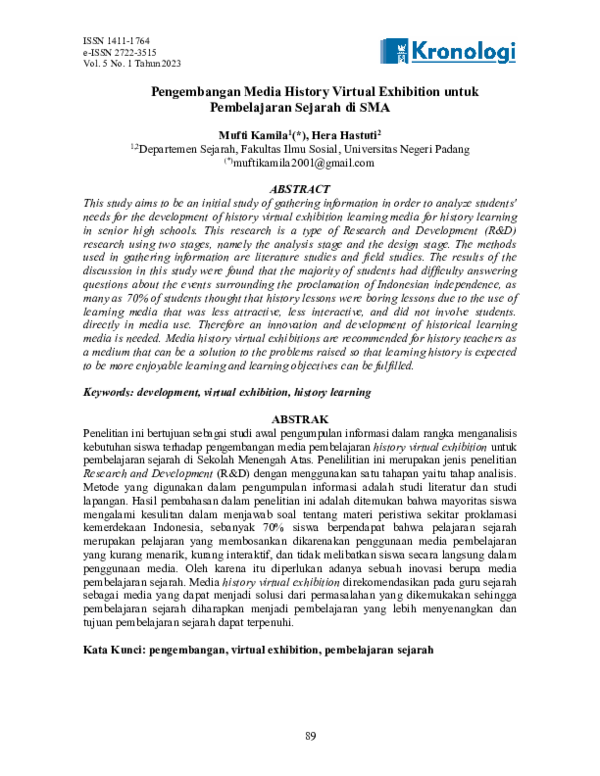 (PDF) Analisis Kebutuhan Pengembangan Media Pembelajaran Kartu Sejarah Berbasis QR-Code untuk ...