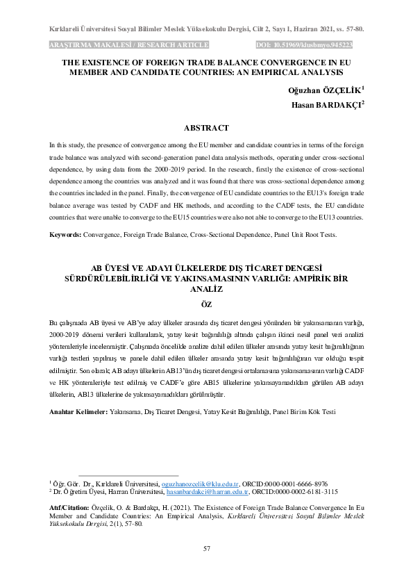 (PDF) The Existence of Foreign Trade Balance Convergence in Eu Member ...