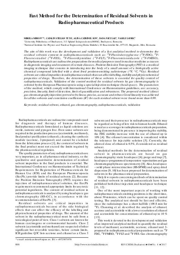 (PDF) Fast Method for the Determination of Residual Solvents in ...