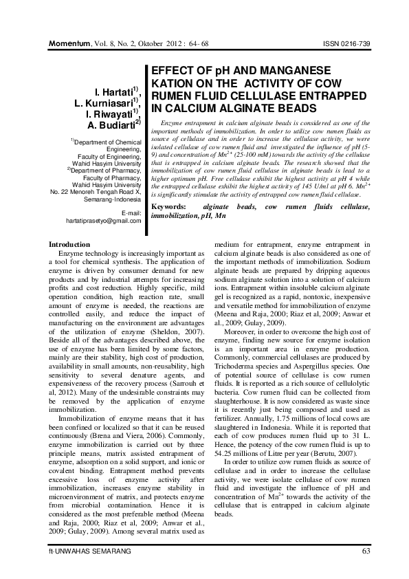 (PDF) EFFECT OF pH AND MANGANESE KATION ON THE ACTIVITY OF COW RUMEN ...