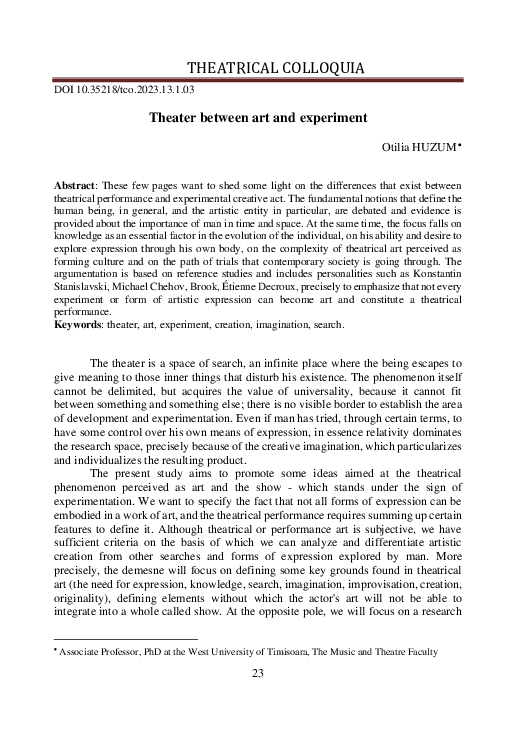 (PDF) Theater between art and experiment