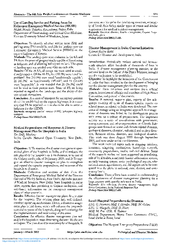 (PDF) Medical Preparedness and Response: A Disaster Management Plan for ...