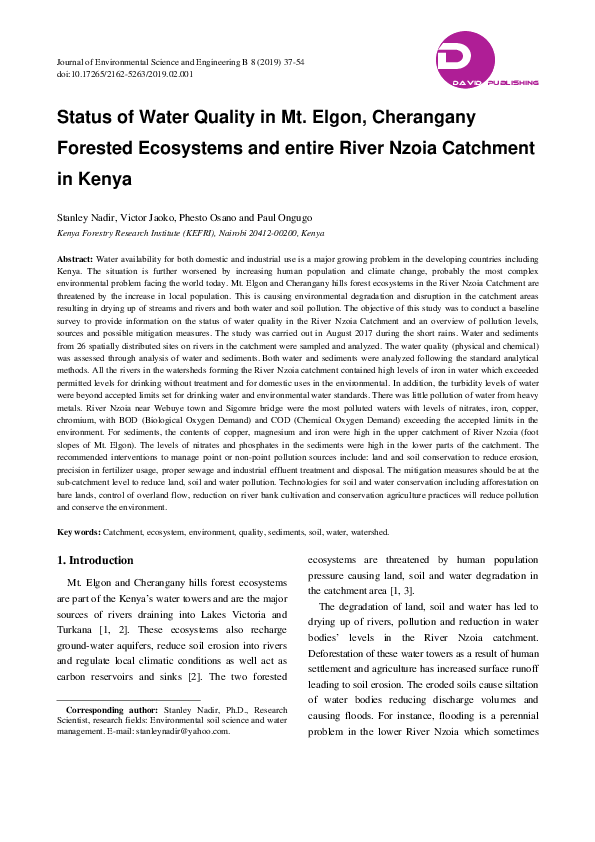 (PDF) Assessment of spring water quality and quantity, and health ...