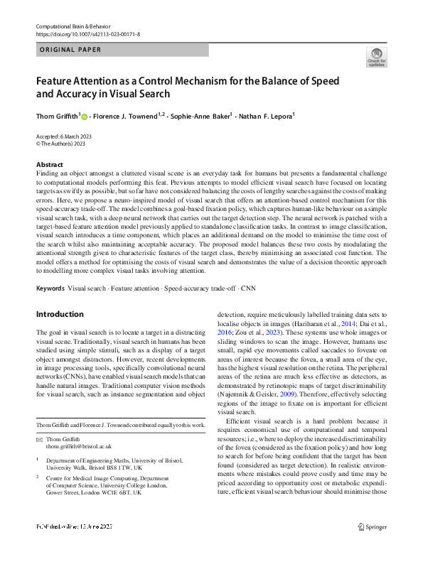 (PDF) Feature Attention as a Control Mechanism for the Balance of Speed ...