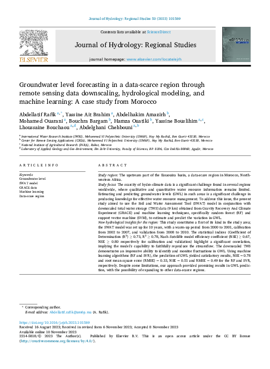 (PDF) Groundwater level forecasting in a data-scarce region through remote sensing data ...