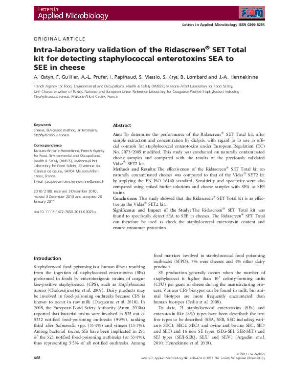 (PDF) Intra-laboratory validation of the Ridascreen® SET Total kit for ...
