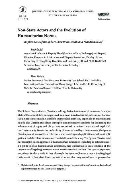 (PDF) Non-State Actors and the Evolution of Humanitarian Norms