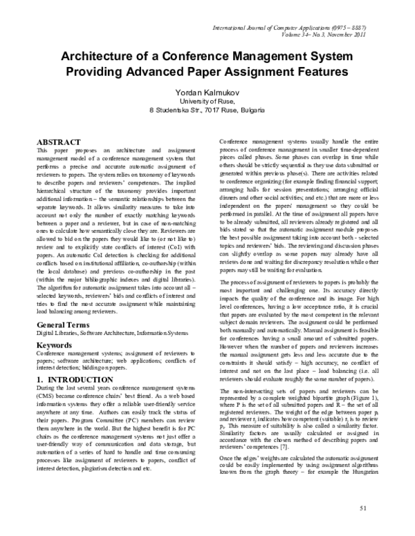 (PDF) Architecture of a Conference Management System Providing Advanced ...