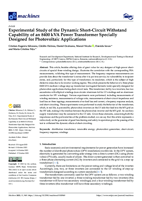 Experimental Study of the Dynamic Short-Circuit Withstand Capability of ...