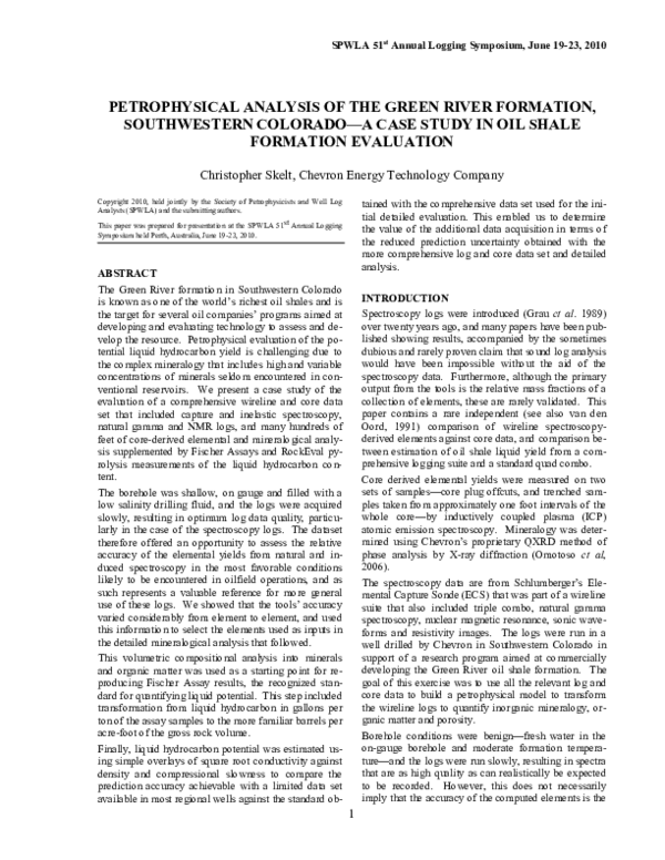 (PDF) Petrophysical Analysis Of The Green River Formation, Southwestern ...