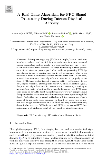(PDF) A Real-Time Algorithm for PPG Signal Processing During Intense ...