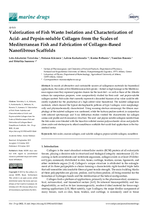 (PDF) Valorization of Fish Waste: Isolation and Characterization of ...