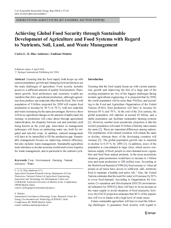 (PDF) Achieving Global Food Security through Sustainable Development of ...
