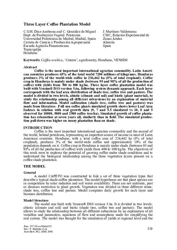 (PDF) Three Layer Coffee Plantation Model