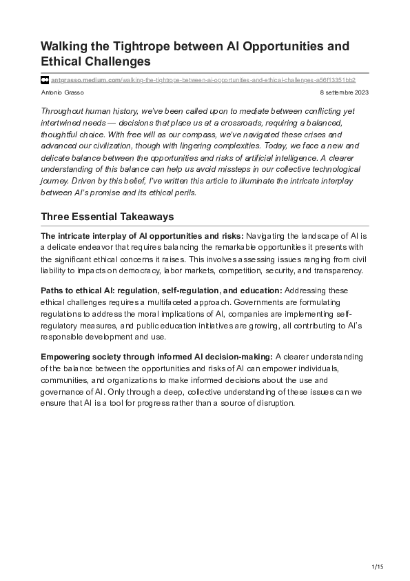 Walking the Tightrope between AI Opportunities and Ethical Challenges