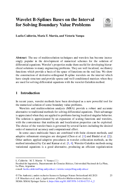 (PDF) Wavelet B-Splines Bases on the Interval for Solving Boundary Value Problems
