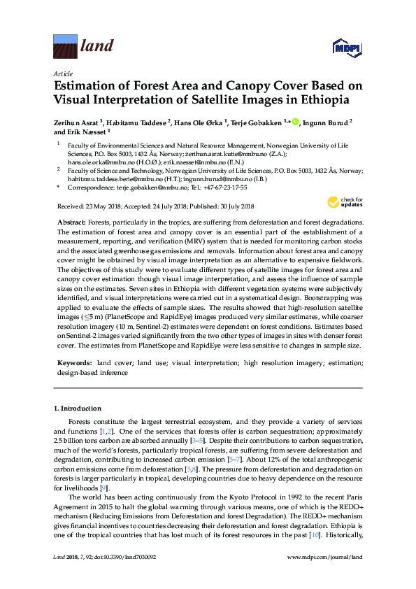 (PDF) Estimation of Forest Area and Canopy Cover Based on Visual ...