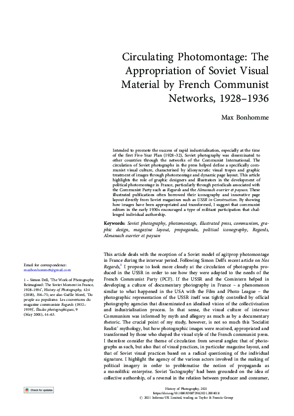 (PDF) Circulating Photomontage: The Appropriation of Soviet Visual ...