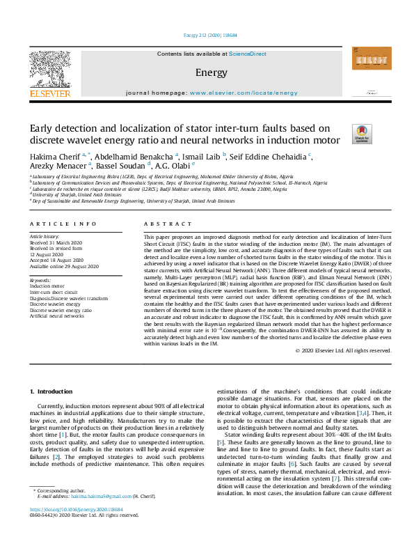 Pdf Early Detection And Localization Of Stator Inter Turn Faults Based On Discrete Wavelet