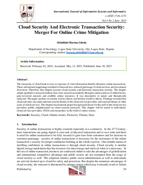 (PDF) Cloud Security And Electronic Transaction Security
