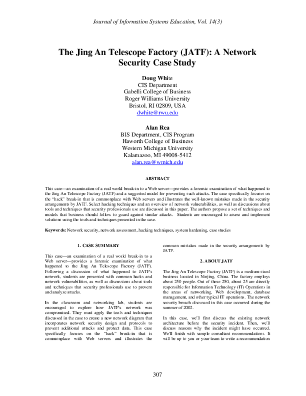 (PDF) Teaching Case: The Jing An Telescope Factory (JATF): A Network ...