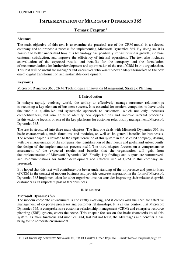 (PDF) IMPLEMENTATION OF MICROSOFT DYNAMICS 365