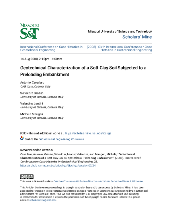 (PDF) Geotechnical Characterization of a Soft Clay Soil Subjected to a ...