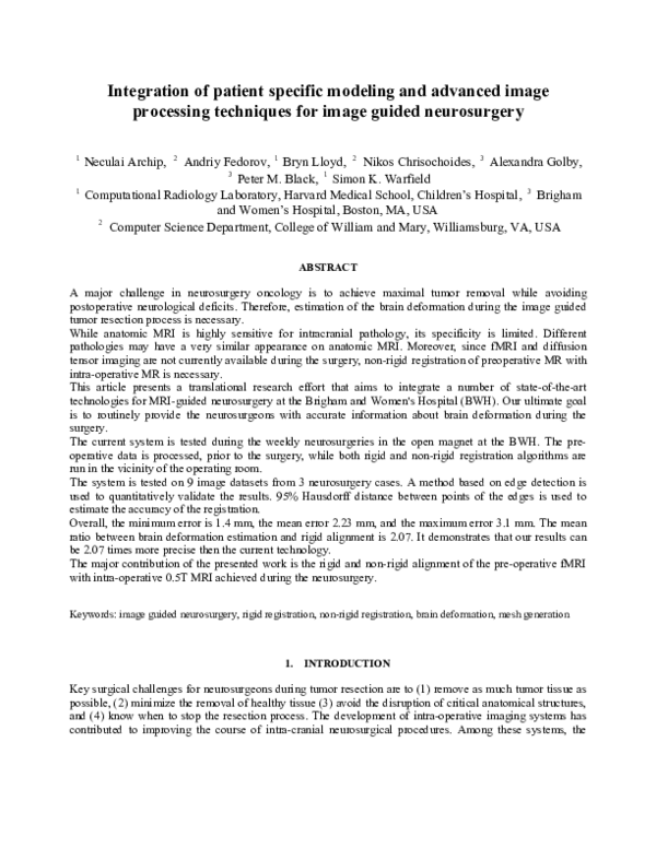 (PDF) Integration of patient specific modeling and advanced image ...