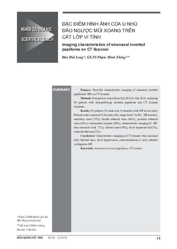 (PDF) Đặc Điểm Hình Ảnh Của U Nhú Đảo Ngược Mũi Xoang Trên Cắt Lớp VI ...