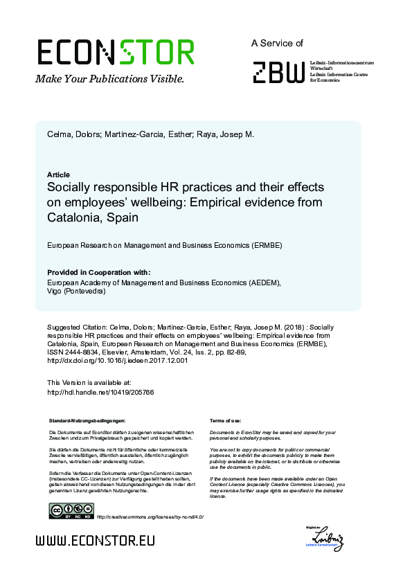 (PDF) Socially responsible HR practices and their effects on employees’ wellbeing: Empirical ...