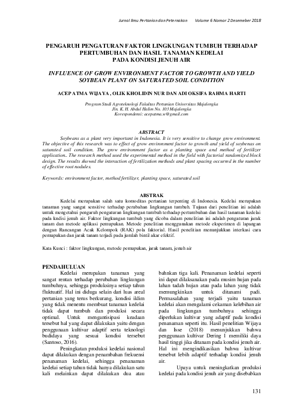 (PDF) Pengaruh Pengaturan Faktor Lingkungan Tumbuh Terhadap Pertumbuhan Dan Hasil Tanaman ...