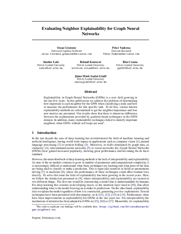 (PDF) Evaluating Neighbor Explainability for Graph Neural Networks