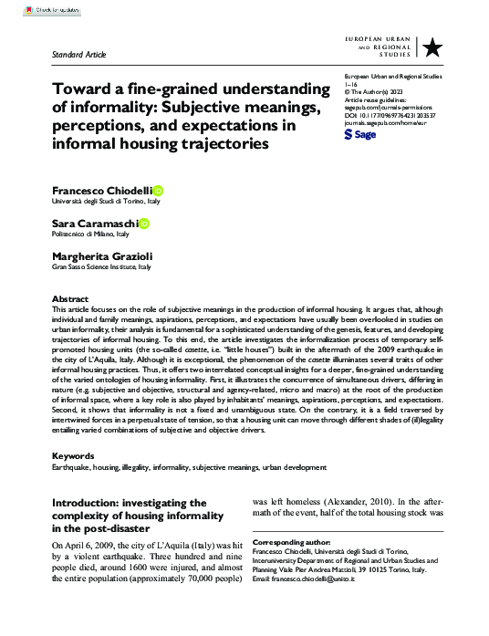 (PDF) Toward a fine-grained understanding of informality: Subjective ...